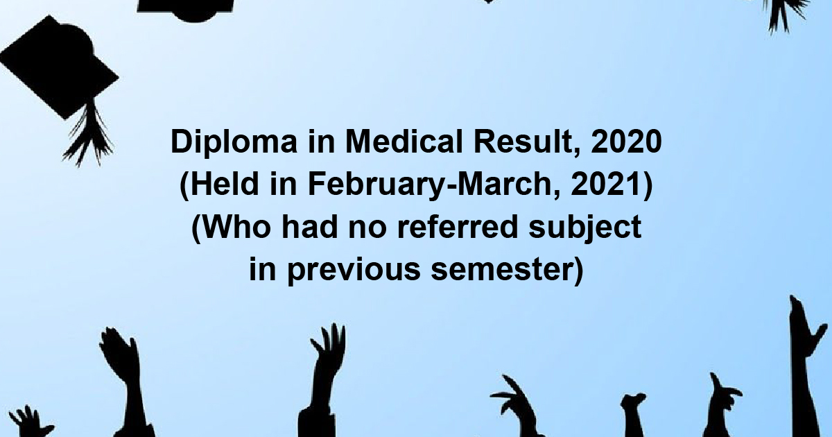 Diploma in Medical Result, 2020 (Held in February-March, 2021) (Who had ...